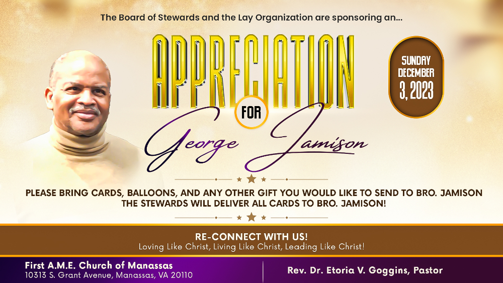 Appreciation for George Jamison - FAME CHURCH